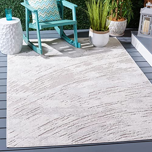 Safavieh Cabana Collection 9' x 12' Grey/Ivory CBN504F Indoor/Outdoor Waterproof Washable Mudroom Backyard Patio Area Rug