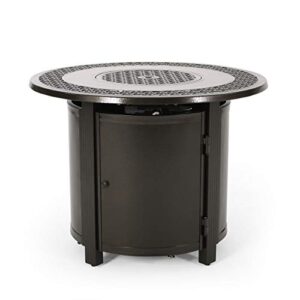 christopher knight home richard outdoor round aluminum fire pit, hammered bronze