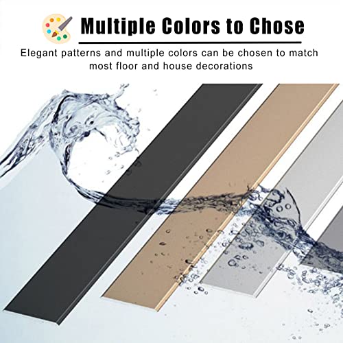 ROYUMI Transition Strip Waterproof Aluminum Threshold Strip, 36" Flat Door Threshold, Self-Adhesive Safety Seam Cover, Prevent Floor Gaps Seam Binder (Color : Style4)