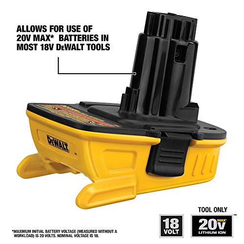 DEWALT Battery Adapter 18V to 20V, For Drills, Sanders and More, Charger Not Included, Bare Tool Only (DCA1820)