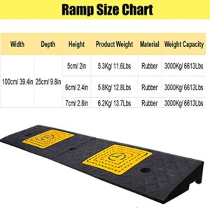 Threshold Ramp, 2in/ 2.5in/ 3in Rise Curb Ramp, Garage Dock Threshold Handicap Ramp with Non Slip Surface, Heavy Duty Rubber Driveway Ramp, Easy Install (Size : 7cm/2.8in)