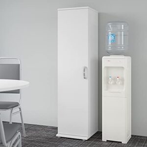 Bush Business Furniture Universal Tall Narrow Storage Cabinet with Door and Shelves, White