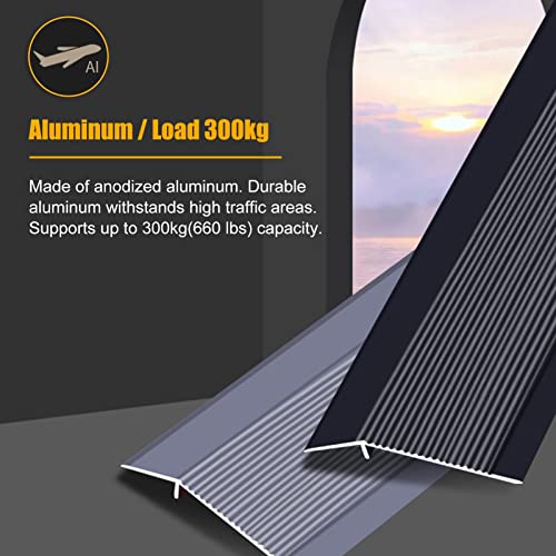 ERRULAN Aluminium Floor Transition Strip for Doorway, Carpet/Tile Threshold Reducer, Door Entry Ramp for Uneven Vinyl Floor, 10cm Extra Wide (Size : Length 145cm/57 in)