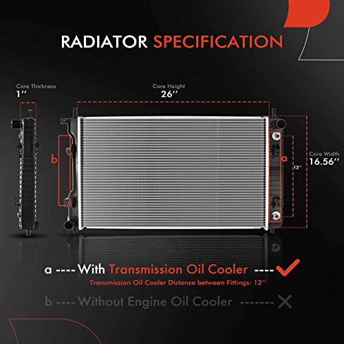 A-Premium Engine Coolant Radiator Assembly w/Transmission Oil Cooler Compatible with Chevrolet Equinox 08-17 & GMC Terrain 10-17 & Pontiac & Suzuki, 2.4L 3.0L 3.6L, Auto Trans, Replace# 19130404