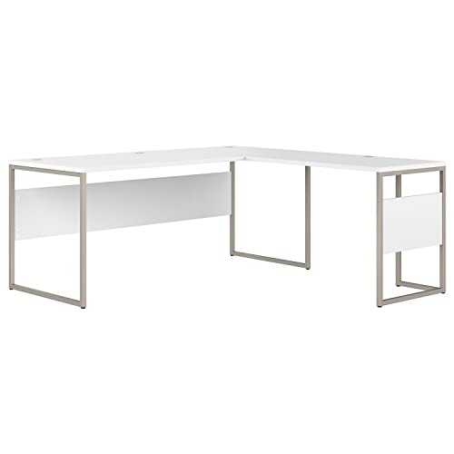 Bush Business Furniture Hybrid L Shaped Table Desk with Metal Legs, 72W x 30D, White