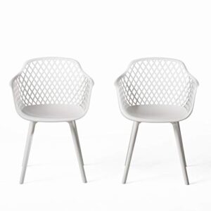 christopher knight home richard outdoor modern dining chair (set of 2), white