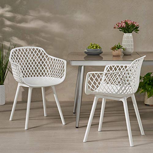 Christopher Knight Home Richard Outdoor Modern Dining Chair (Set of 2), White