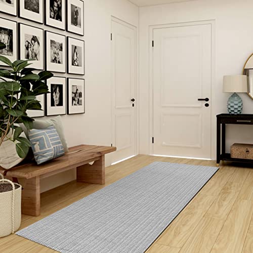 EARTHALL Upgraded Boho Runner Rug 2'x8', Grey Hallway Runner, Light Grey, 100% Woven Cotton Washable Gray Indoor Outdoor Rug Runner 2x8 for Entryway/Kitchen/Laundry Room/Doorway/Bedroom