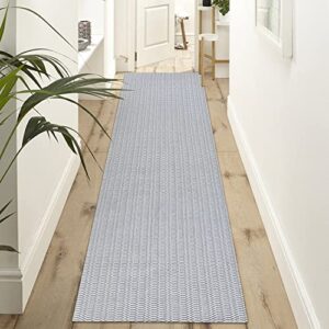 EARTHALL Upgraded Boho Runner Rug 2'x8', Grey Hallway Runner, Light Grey, 100% Woven Cotton Washable Gray Indoor Outdoor Rug Runner 2x8 for Entryway/Kitchen/Laundry Room/Doorway/Bedroom