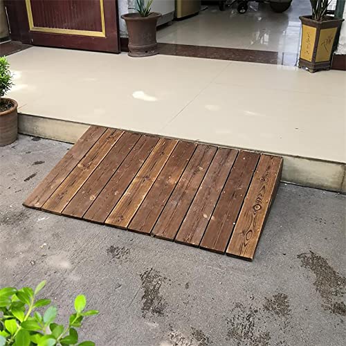 GUENZO Threshold Ramp, Wheelchair Ramps for Thresholds Curb Steps, Wood Heavy Duty Transition Ramp for Patio Door Back Yard Home, Anti-Slip Surface (Size : 90x70x19cm/35.4x27.5x7.5in)