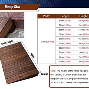 GUENZO Threshold Ramp, Wheelchair Ramps for Thresholds Curb Steps, Wood Heavy Duty Transition Ramp for Patio Door Back Yard Home, Anti-Slip Surface (Size : 90x70x19cm/35.4x27.5x7.5in)