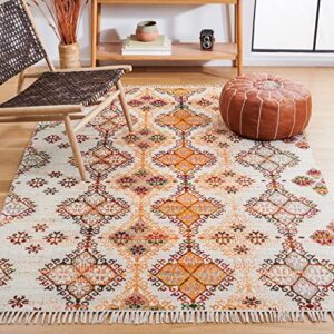 safavieh kilim collection 8′ x 10′ ivory/gold klm727a flat weave boho fringe wool area rug