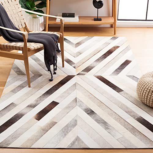 Safavieh Studio Leather Collection 5' x 8' Grey/Brown STL819F Handmade Modern Natural Hide Area Rug