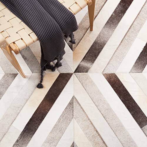 Safavieh Studio Leather Collection 5' x 8' Grey/Brown STL819F Handmade Modern Natural Hide Area Rug