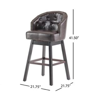 Christopher Knight Home Ogden KD Swivel Barstool (2 Piece Set) - Brown & Avondale Backless Bar Stools, 2-Pcs Set, Brown