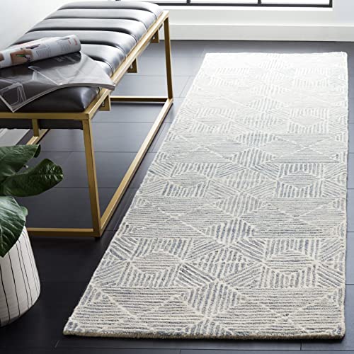 Safavieh Abstract Collection 2'3" x 6' Grey/Ivory ABT763F Handmade Wool Runner Rug