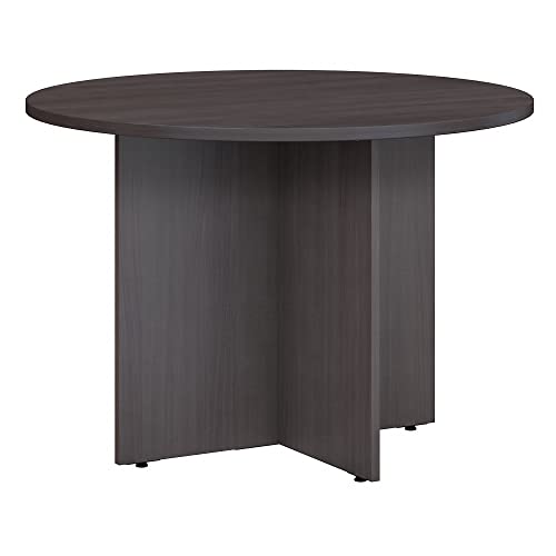 Bush Business Furniture Round Conference Table with, Wood Base in, Storm Gray