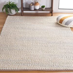 safavieh natura collection 4′ x 6′ natural/light grey nat221a handmade farmhouse coastal boho jute & wool area rug