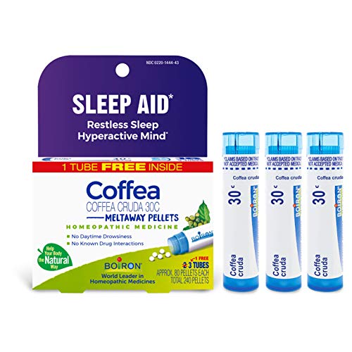 Boiron Coffea Cruda 30C Homeopathic Sleep Aid for Restless Sleep, Mental Hyperactivity, Racing Thoughts, and Difficulty Sleeping - 3 Count (Pack of 1) (Total 240 Pellets)