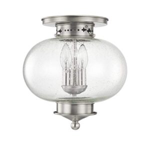 livex lighting 5037-91 harbor 3-light ceiling mount, brushed nickel