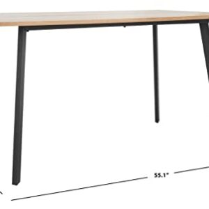 Safavieh Home Collection Leith Mid-Century Scandinavian Natural/Black Stripe Rectangle Dining Table