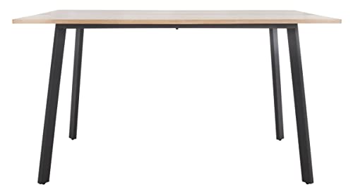 Safavieh Home Collection Leith Mid-Century Scandinavian Natural/Black Stripe Rectangle Dining Table