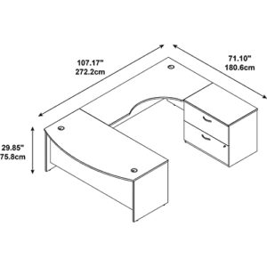 Bush Business Furniture Series C 72W Bowfront RH U-Station with 2-Drawer Lateral File