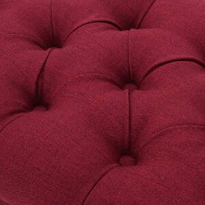 Christopher Knight Home Scarlett Tufted Fabric Ottoman Bench, Deep Red