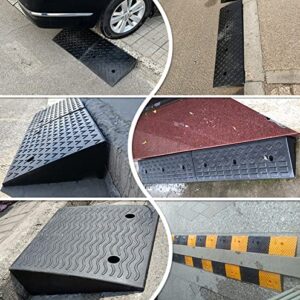 Threshold Ramp, 5 in/ 6 in/ 7 in/ 8 in Rise Curb Ramp with Screws, Heavy Duty Rubber Threshold Ramp for Cars Scooter, Loading Dock Garage Entry Non Slip Ramps (Color : Black, Size : 14cm/5.5in Rise