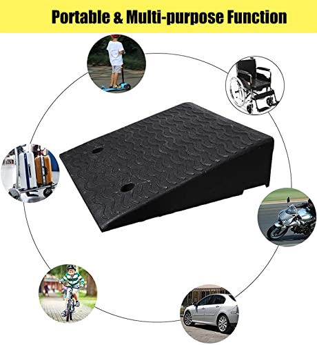 Threshold Ramp, 5 in/ 6 in/ 7 in/ 8 in Rise Curb Ramp with Screws, Heavy Duty Rubber Threshold Ramp for Cars Scooter, Loading Dock Garage Entry Non Slip Ramps (Color : Black, Size : 14cm/5.5in Rise