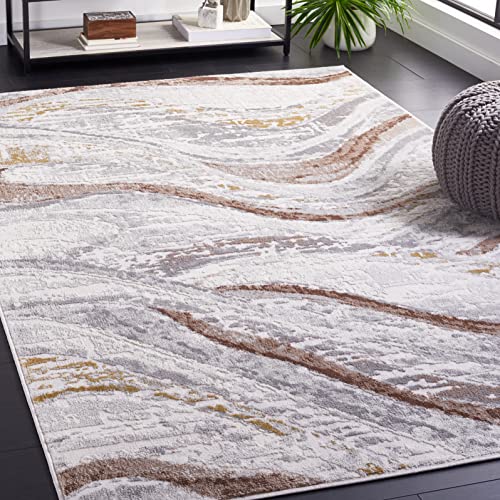 Safavieh Palma Collection 8' x 10' Beige/Brown PAM334B Modern Contemporary Abstract Non-Shedding Area Rug