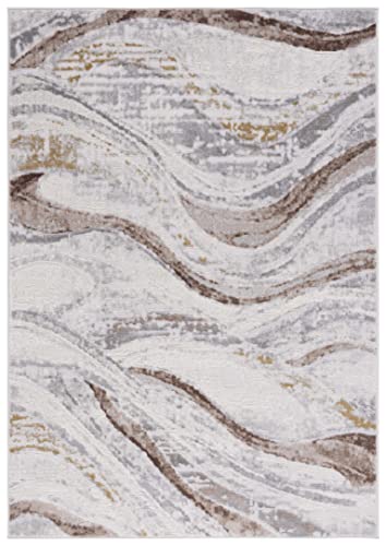 Safavieh Palma Collection 8' x 10' Beige/Brown PAM334B Modern Contemporary Abstract Non-Shedding Area Rug