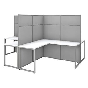 bush business furniture easy office 4 person l shaped cubicle desk workstation, 60w x 66h, pure white