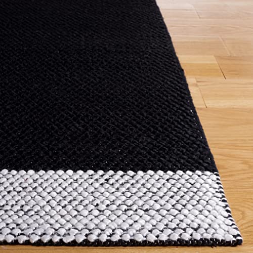 Safavieh Natura Collection 2'3" x 8' Black/Ivory NAT324Z Handmade Flat Weave Modern Contemporary Stripe Wool Runner Rug