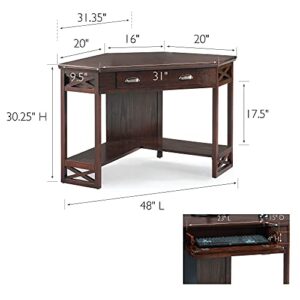 Leick Home Riley Holliday Computer Desk with Dropfront Keyboard Drawer, Chocolate Oak