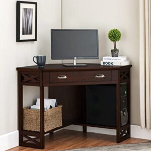 Leick Home Riley Holliday Computer Desk with Dropfront Keyboard Drawer, Chocolate Oak