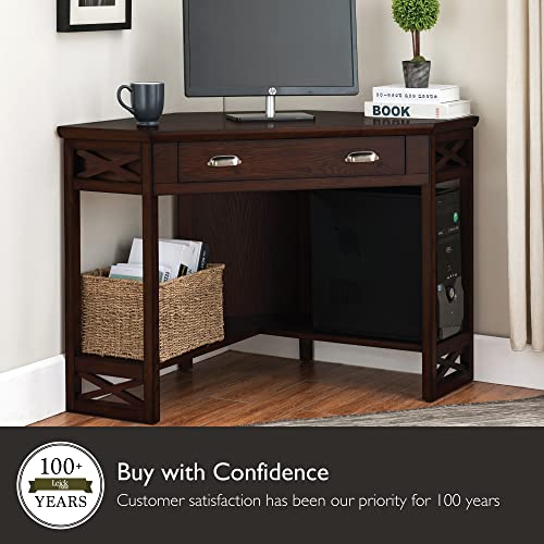 Leick Home Riley Holliday Computer Desk with Dropfront Keyboard Drawer, Chocolate Oak