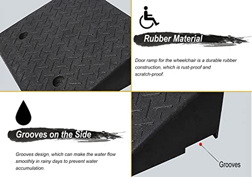 Threshold Ramp, Threshold Wheelchair Ramp Heavy Duty Threshold Curb Ramp for Wheelchair, 1in/ 2in/ 3in/ 4in Rise Garage Scooters Driveway Ramps, Solid Rubber Entry Transition Ramp (Size : 8cm/3in RIS