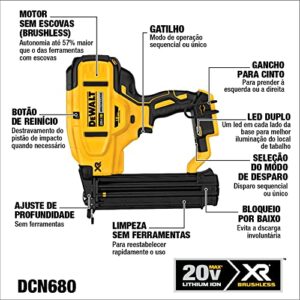 DEWALT 20V MAX* Cordless Brad Nailer, 18GA, Tool Only (DCN680B)