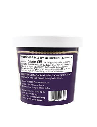 Bobs Red Mill Blueberry Hazelnut Oatmeal Cup, 2.5 Ounce (Pack of 12)