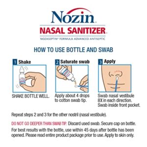 Nozin® Nasal Sanitizer® Antiseptic 12mL Bottle | Kills 99.99% of Germs | Lasts Up to 12 Hours | 60+ Applications