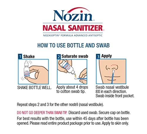 Nozin® Nasal Sanitizer® Antiseptic 12mL Bottle | Kills 99.99% of Germs | Lasts Up to 12 Hours | 60+ Applications