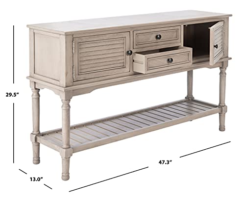 Safavieh Home Collection Tate Greige 2-Drawer Bottom Shelf 2-Door Console Table