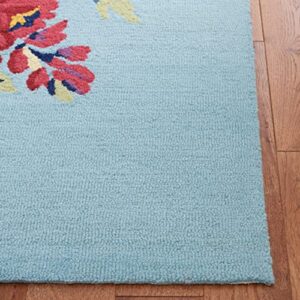 Safavieh Chelsea Collection 3' x 5' Blue/Rose HK219M Handmade French Country Floral Wool Area Rug