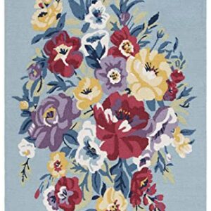 Safavieh Chelsea Collection 3' x 5' Blue/Rose HK219M Handmade French Country Floral Wool Area Rug