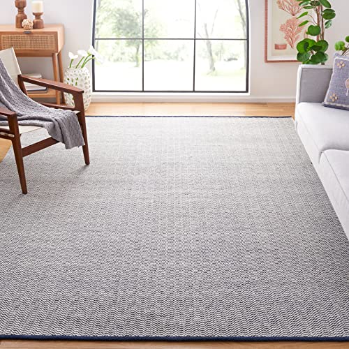 Safavieh Vermont Collection 8' x 10' Navy/Ivory VRM902N Handmade Rustic Textured Wool Area Rug