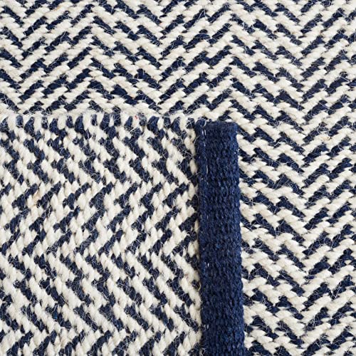 Safavieh Vermont Collection 8' x 10' Navy/Ivory VRM902N Handmade Rustic Textured Wool Area Rug