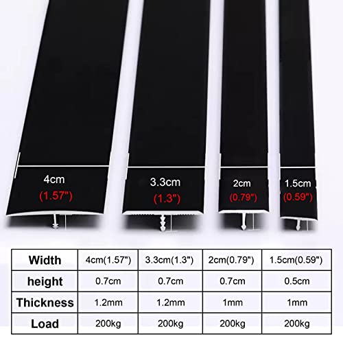 WDJBPSH Red Doorways Transition Strip, Tile to Wood Flooring Seam Binder/Flat Floor Cover, 3 Pcs T Molding Door Thresholds (Size : Width 1.5cm(0.59"))