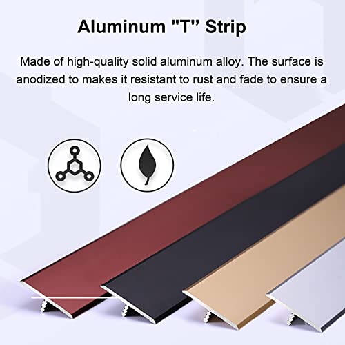 WDJBPSH Red Doorways Transition Strip, Tile to Wood Flooring Seam Binder/Flat Floor Cover, 3 Pcs T Molding Door Thresholds (Size : Width 1.5cm(0.59"))