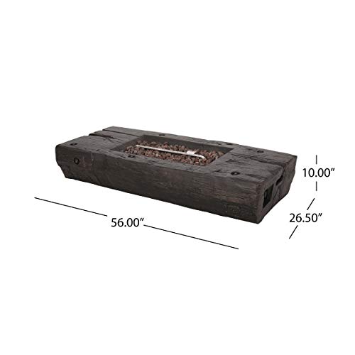 Christopher Knight Home Jamie Outdoor Wood Finish Rectangular Fire Pit with Tank Holder, Brown and Black